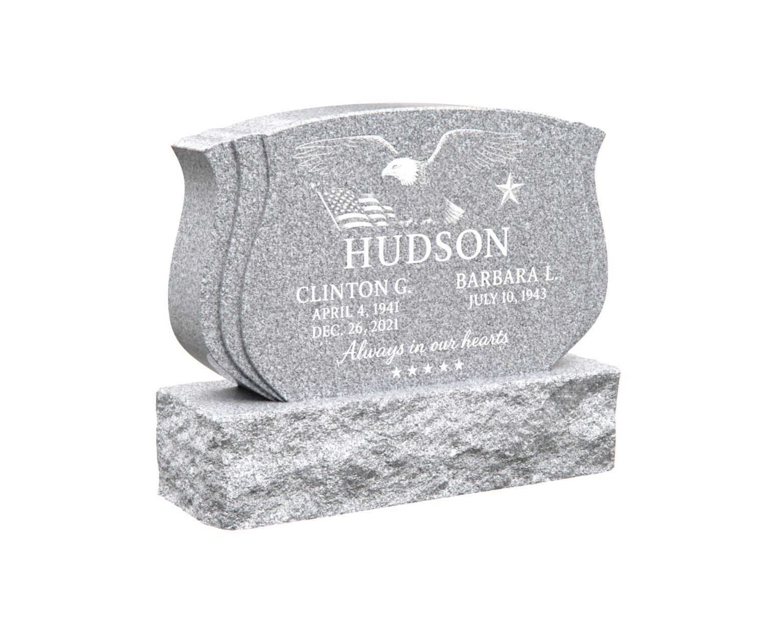Patriotic Companion Headstone with Eagle and Flag Design — Capital ...